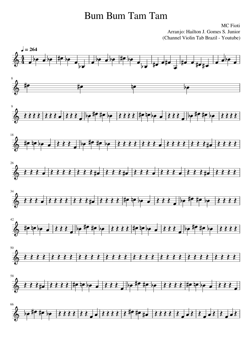 Bum bum tam tam – MC Fioti Sheet Music for Violin (Solo) | MuseScore.com