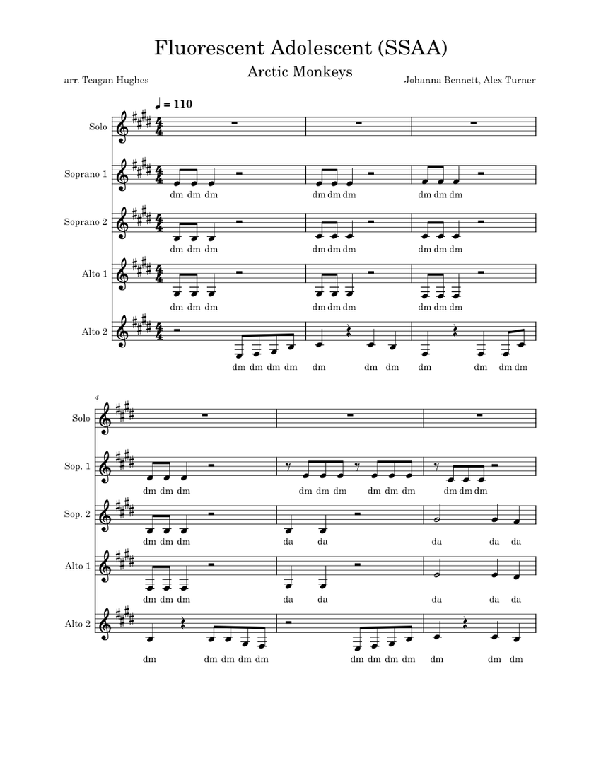 Fluorescent Adolescent (SSAA) Sheet music for Piano (A Capella ...