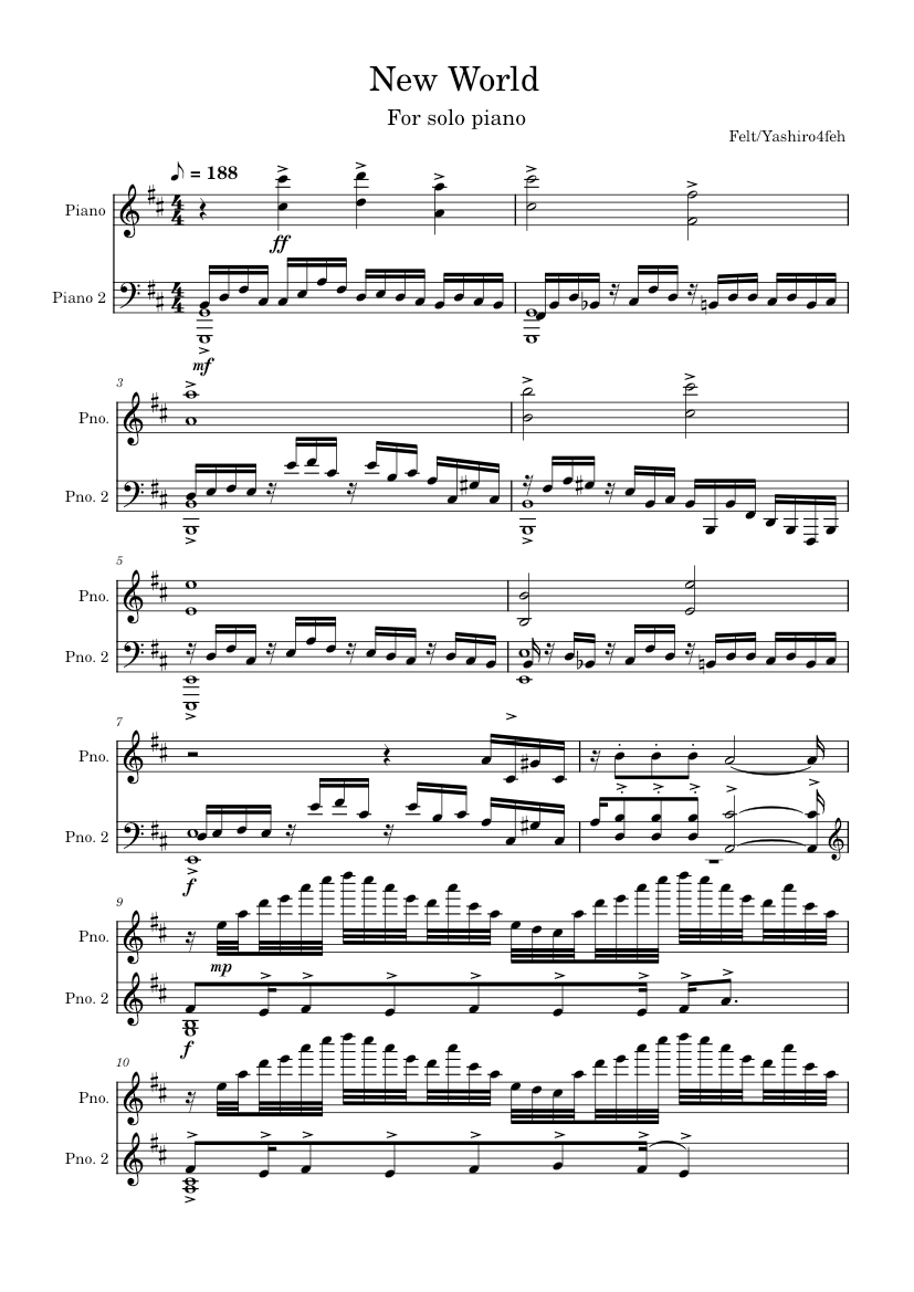New World – Felt New World Sheet music for Piano (Solo) | Musescore.com