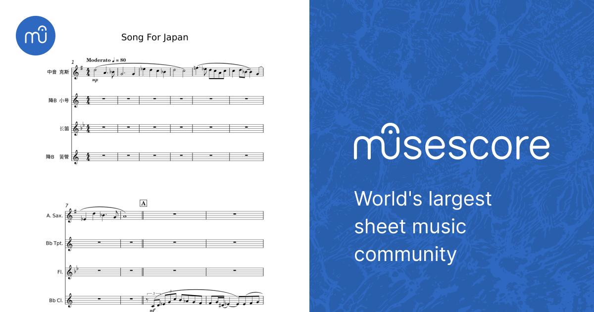 Song For Japan Sheet music for Flute, Saxophone alto, Clarinet other ...