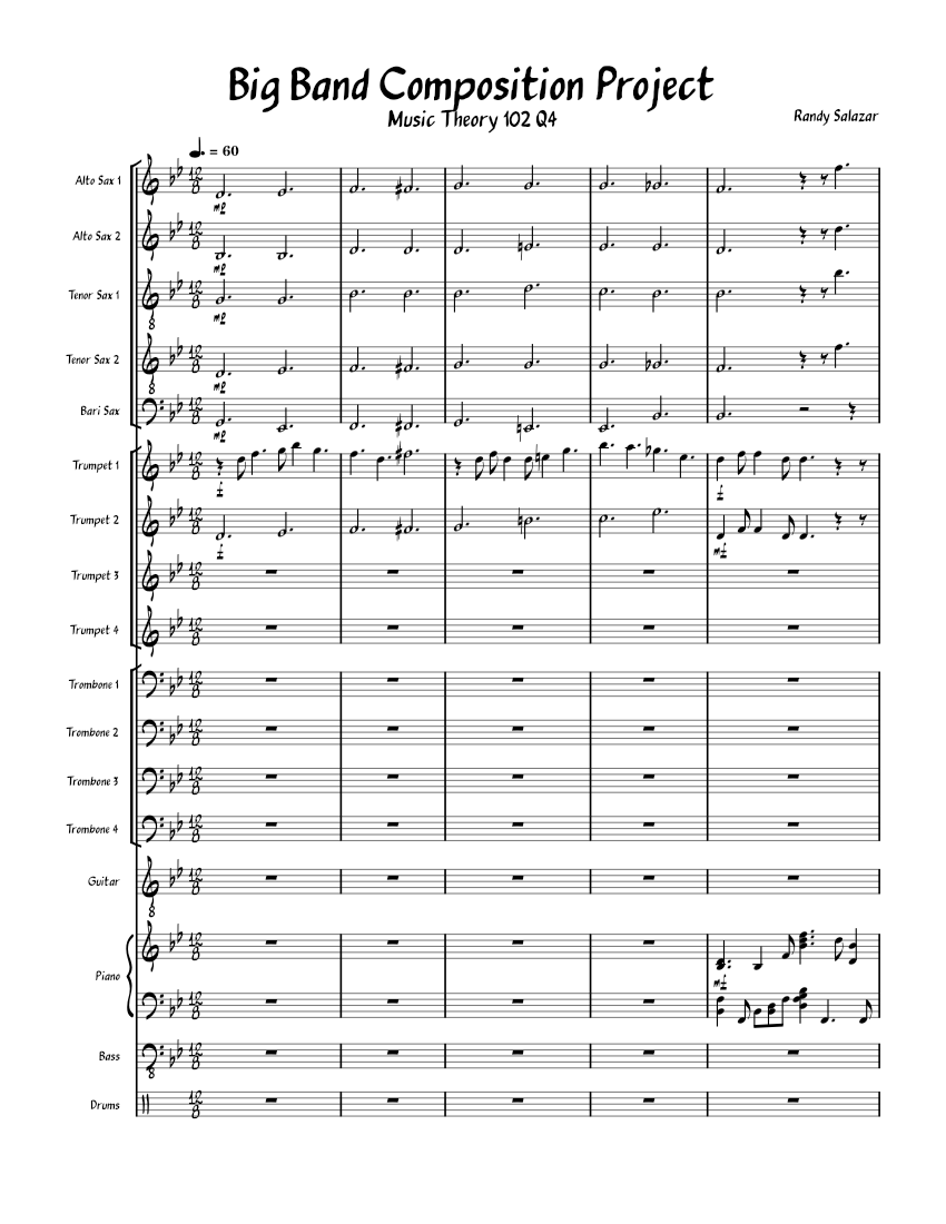 Big Band Composition Project Sheet music for Piano, Trombone, Saxophone ...