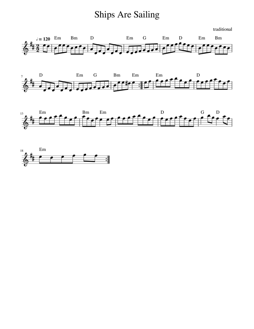 Traditional music - Ships Are Sailing Sheet music for Piano (Solo ...