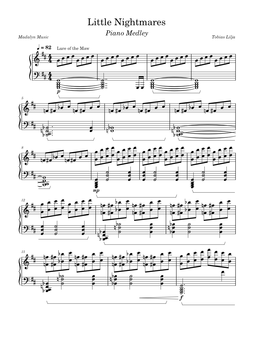 Little Nightmares Piano Medley Sheet music for Piano (Solo) | Musescore.com
