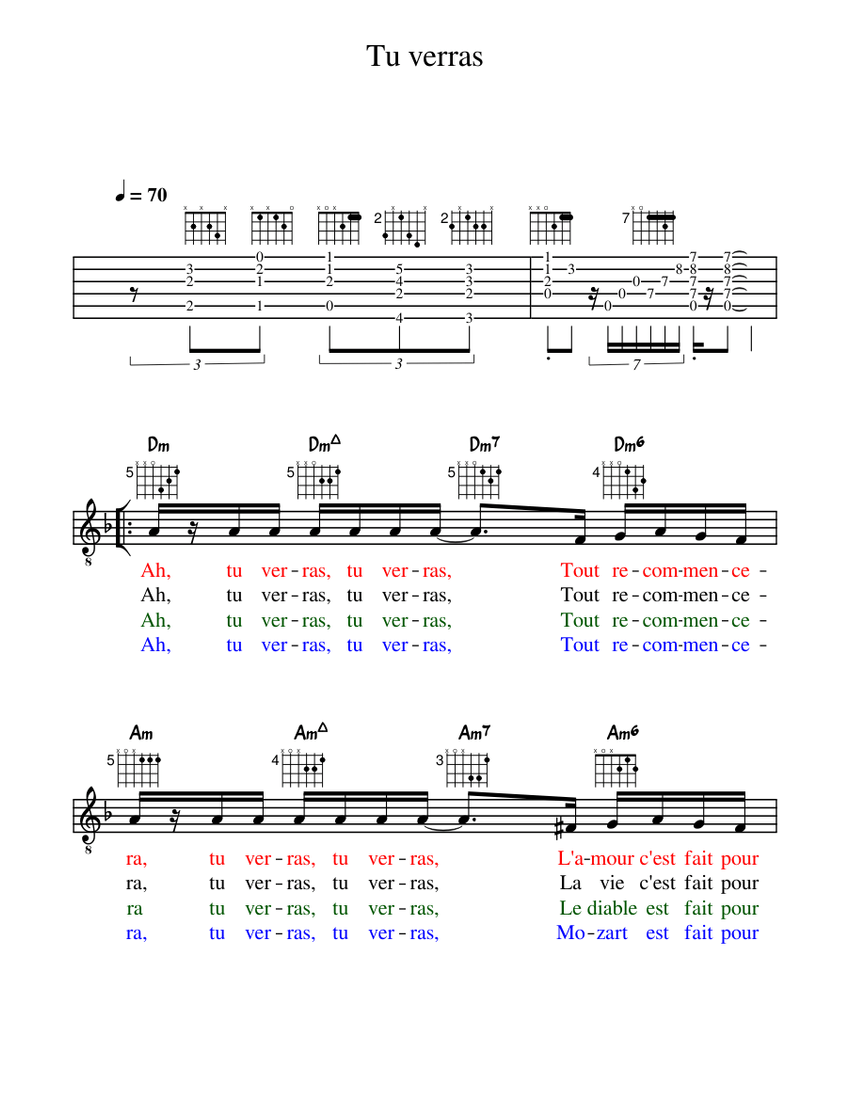 Tu verras Sheet music for Guitar, Harp (Mixed Duet) | Musescore.com