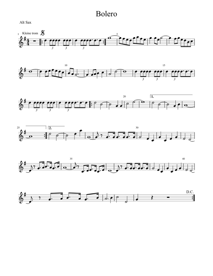 Bolero Sheet music for Saxophone (Alto) (Solo) | Musescore.com