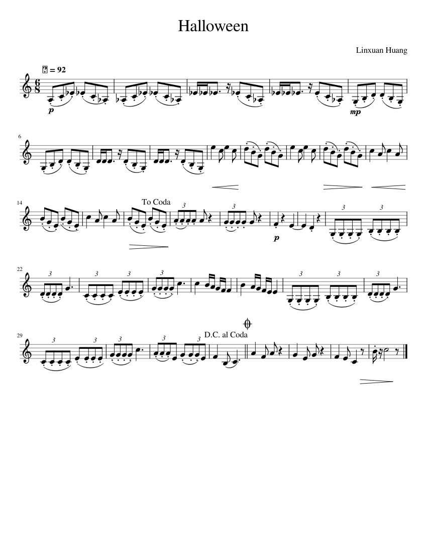 Halloween Sheet music for Violin (Solo) | Musescore.com