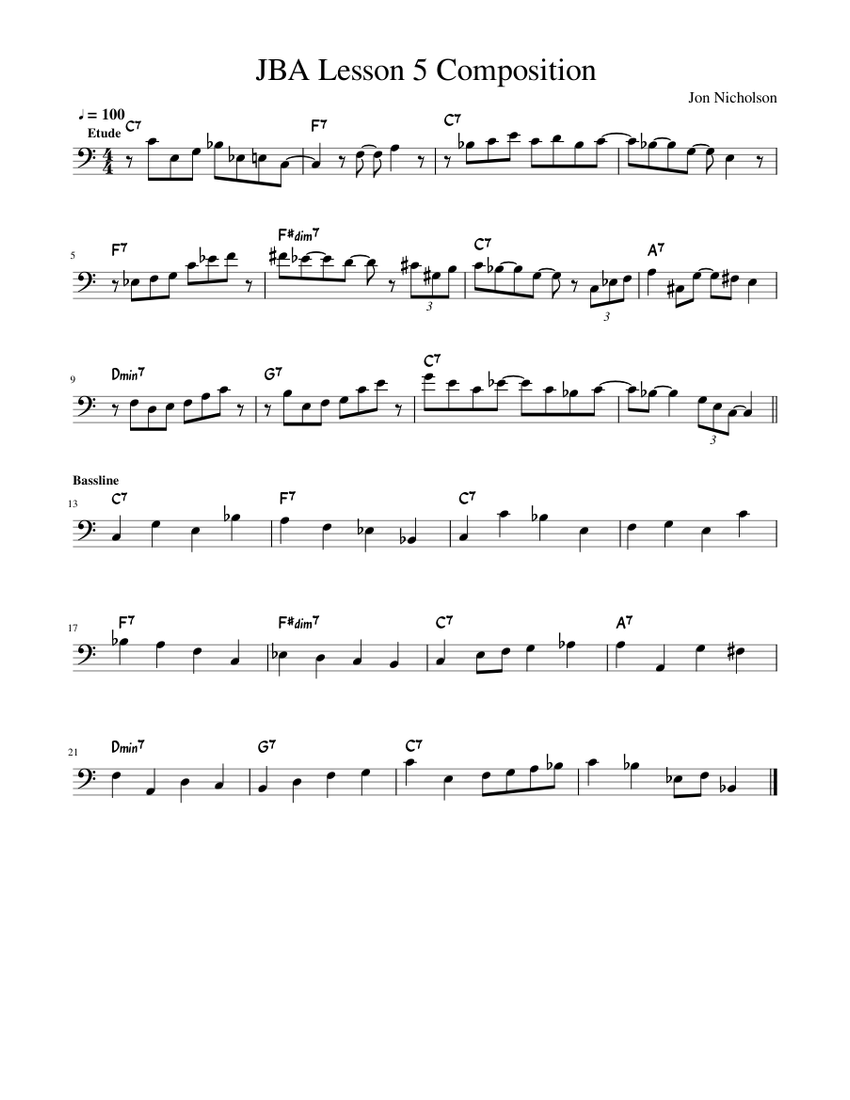 JBA Lesson5 Comp Sheet music for Bass guitar (Solo) | Musescore.com
