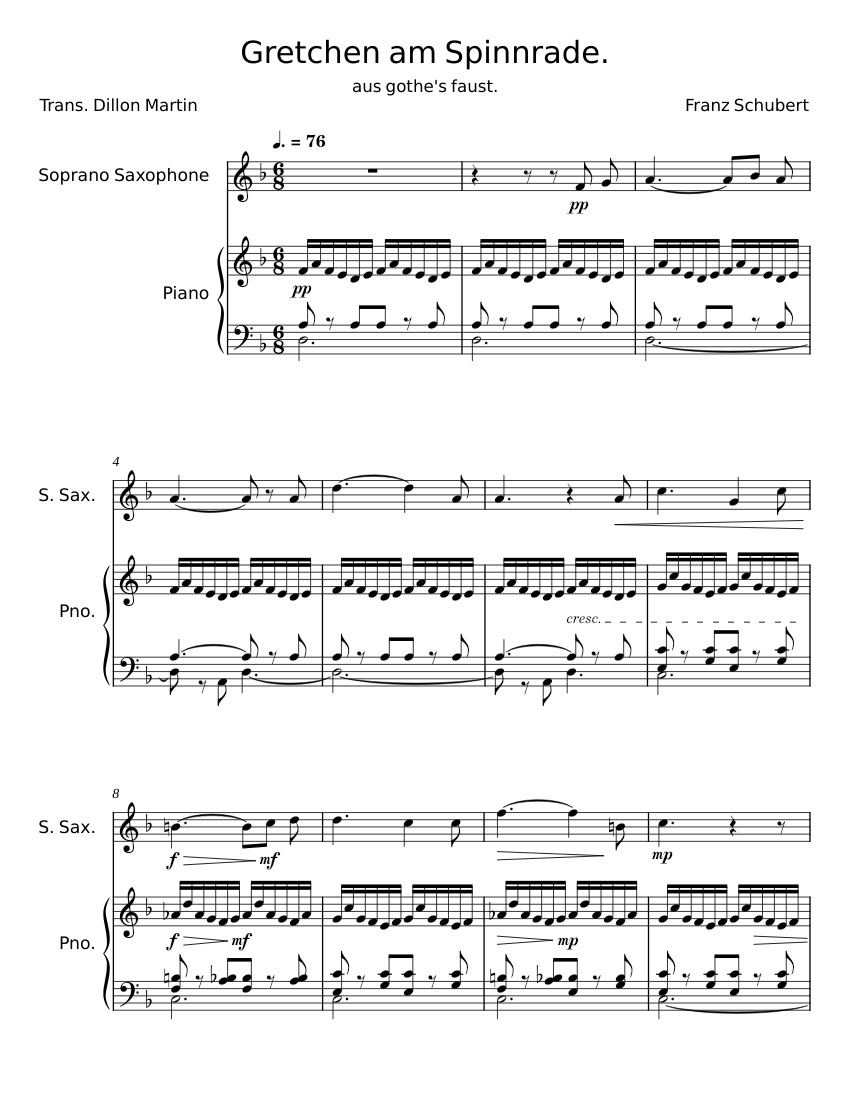 Gretchen am Spinnrade, D.118 - Franz Schubert Sheet music for Piano ...