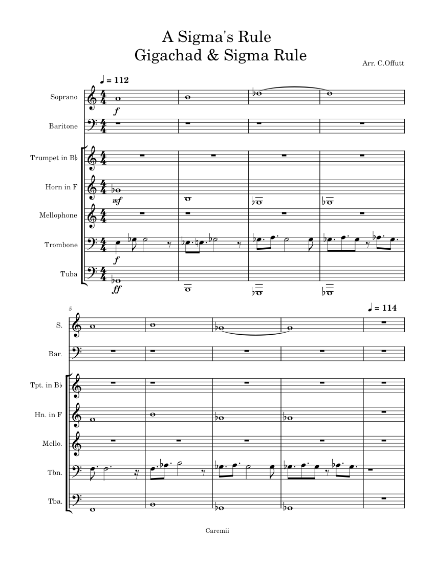 A Sigma's Rule Sheet music for Trombone, Tuba, French horn, Synthesizer ...