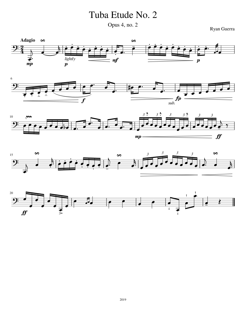 Tuba Etude No. 2 Sheet music for Tuba (Solo) | Download and print in ...