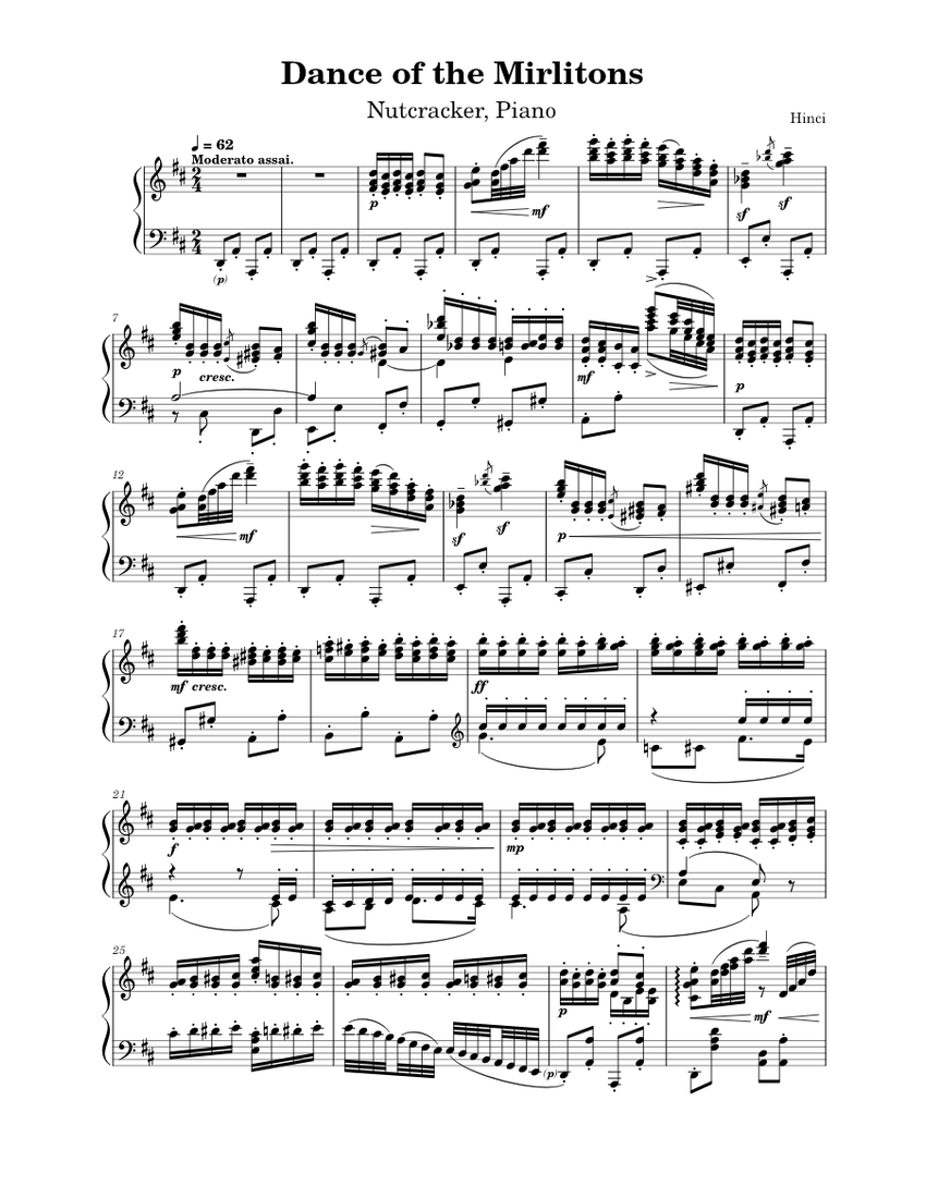 Nutcracker, 12e. Dance of the Mirlitons Sheet music for Piano (Solo ...