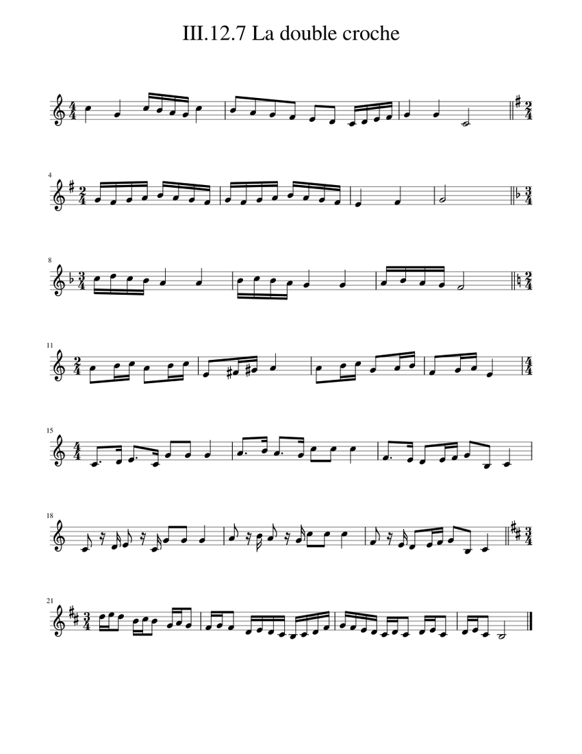 III.12.7_La_double_croche Sheet music for Piano (Solo) Easy | Musescore.com