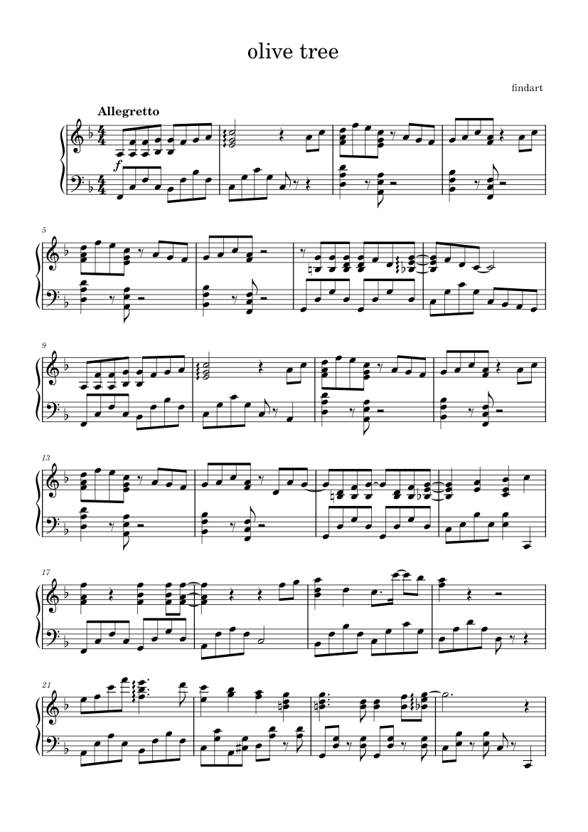 olive tree Sheet music for Piano (Solo) | Musescore.com