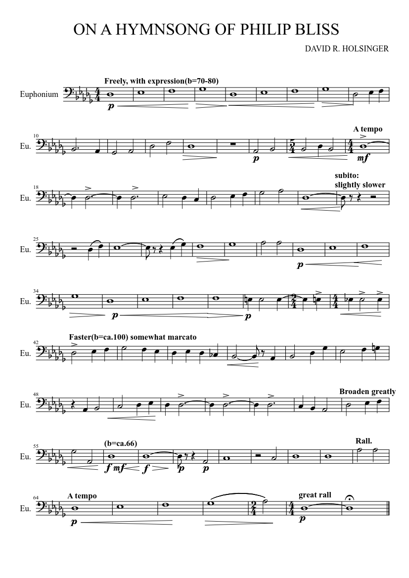 ON A HYMNSONG OF PHILIP BLISS Sheet music for Euphonium (Solo) | Musescore.com