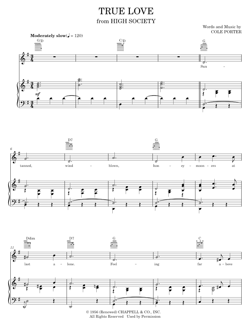 True Love Sheet music for Piano, Vocals by Bing Crosby, Elvis Presley ...