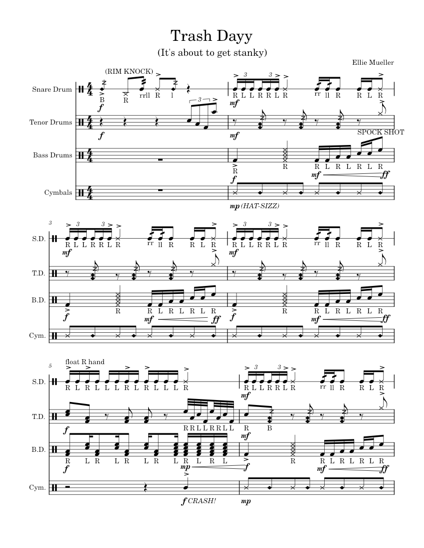 Trash Day Cadence Sheet music for Tuba, Synthesizer, Trumpet other ...