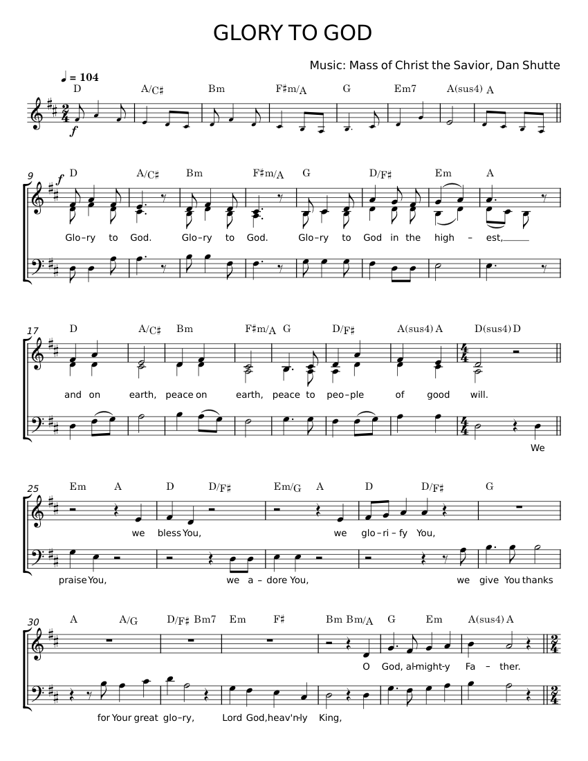 GLORY TO GOD Sheet music for Piano (Piano Duo) | Musescore.com