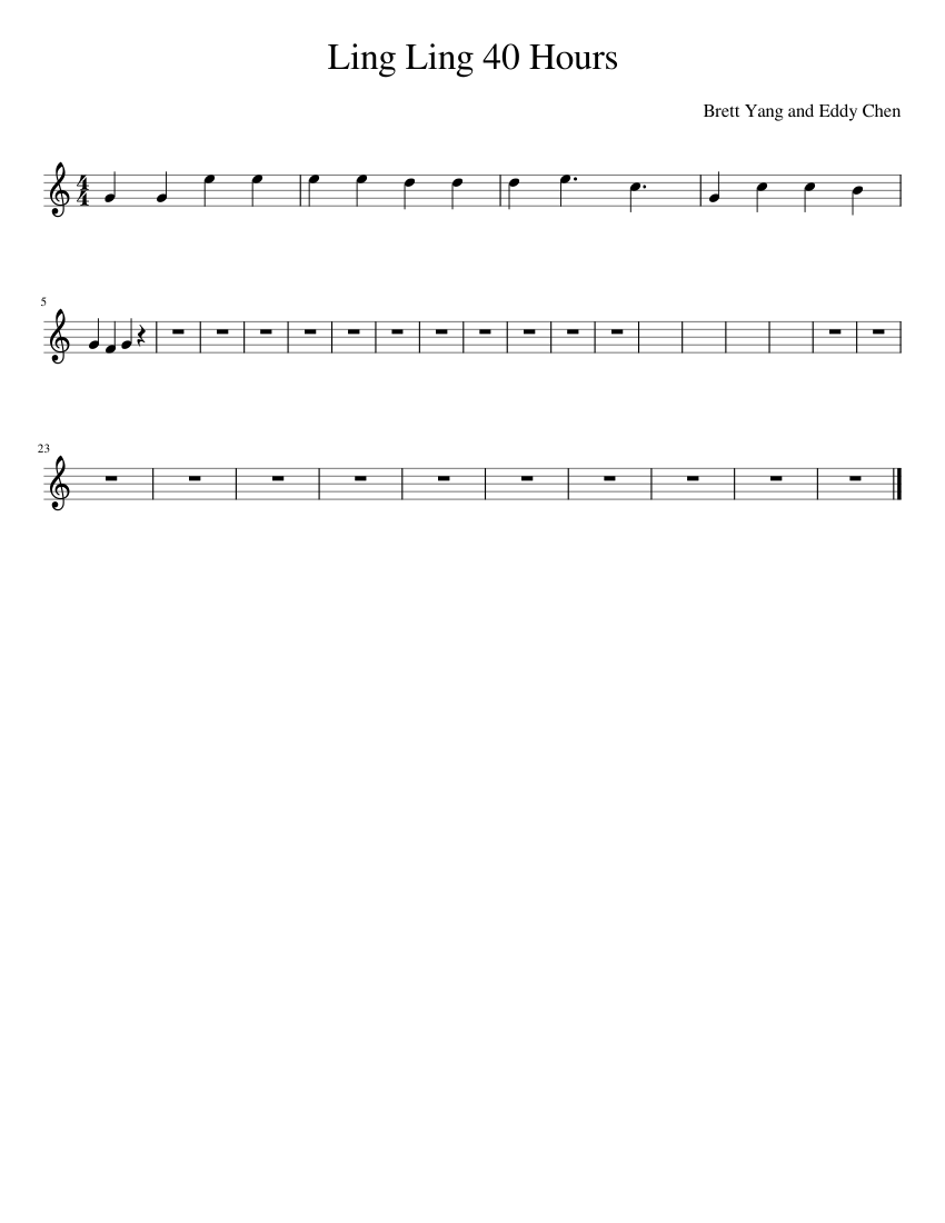 Ling Ling 40 Hours Theme Sheet music for Piano (Solo) | Musescore.com