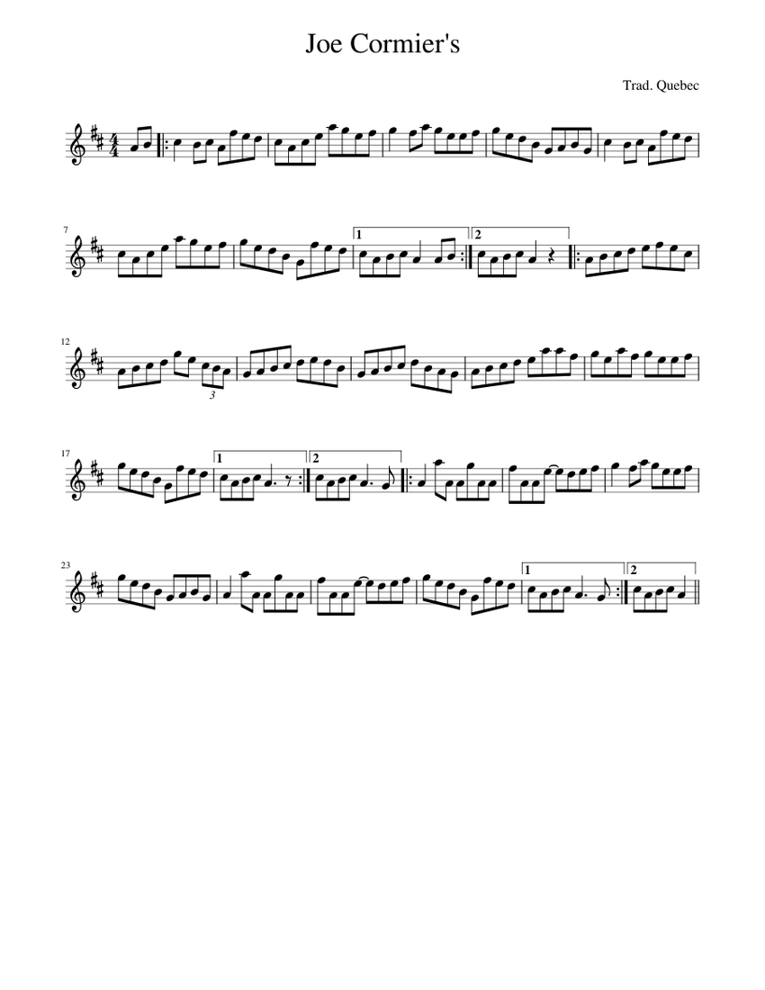Traditional music - Joe Cormier's Sheet music for Piano (Solo) Easy ...