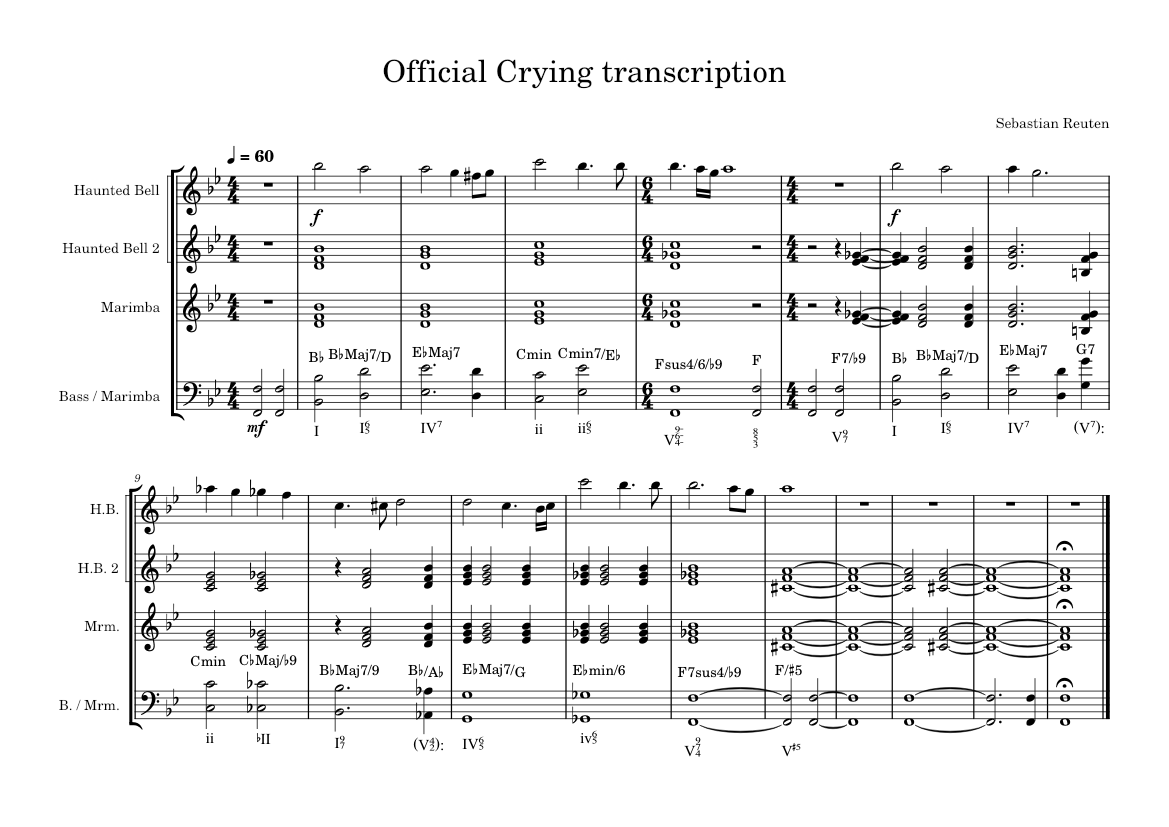 Official Fuelled Sountrack: "Crying" Transcription Sheet music for ...