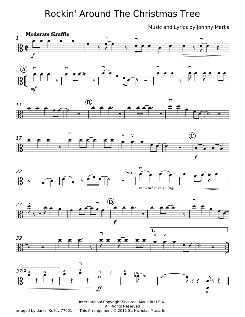 Rockin' Around The Christmas Tree - Johnny Marks Sheet music for Viola (Solo) | Musescore.com