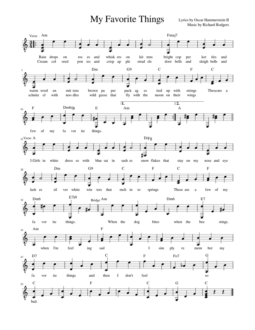 My Favorite Things Sheet music for Guitar (Solo) | Musescore.com