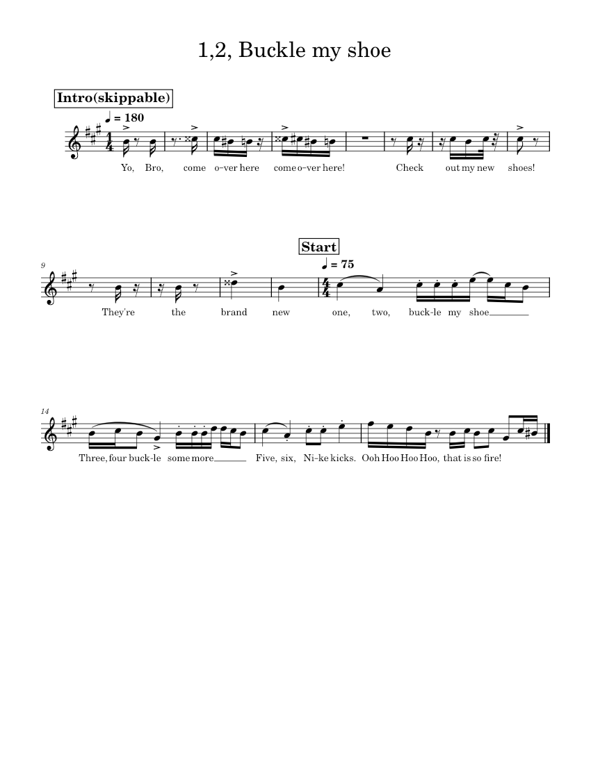 1,2, Buckle my shoe Sheet music for Saxophone alto (Solo) | Musescore.com