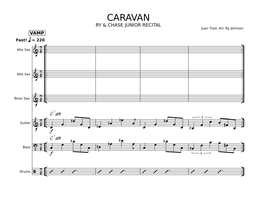 CARAVAN - [Ry & Chase Jr. Recital] Sheet music for Saxophone alto ...