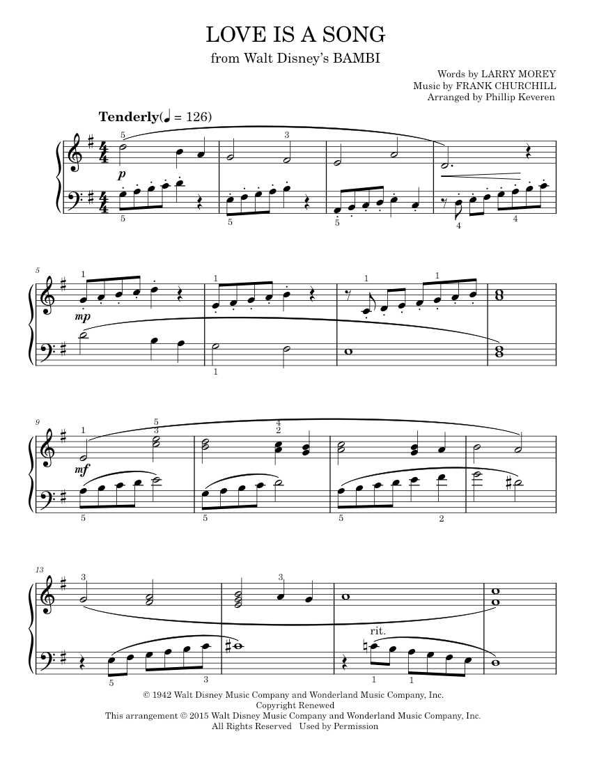 Love Is A Song Sheet music for Piano by Frank Churchill Official ...