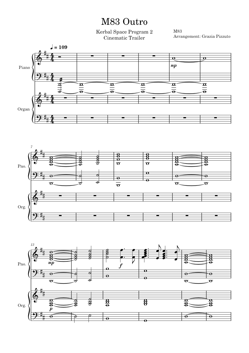 Outro – M83 Sheet music for Piano, Organ (Mixed Duet) | Musescore.com