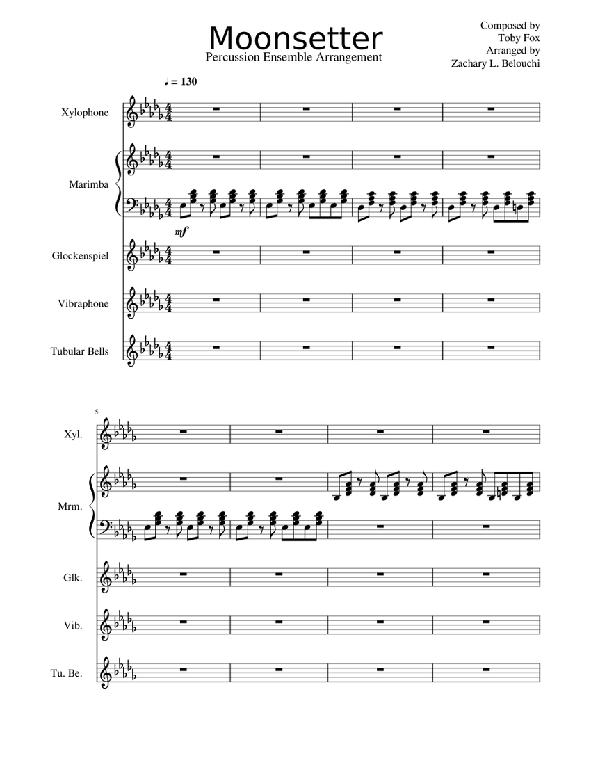 Moonsetter Sheet music for Vibraphone, Glockenspiel, Marimba, Xylophone & more instruments ...