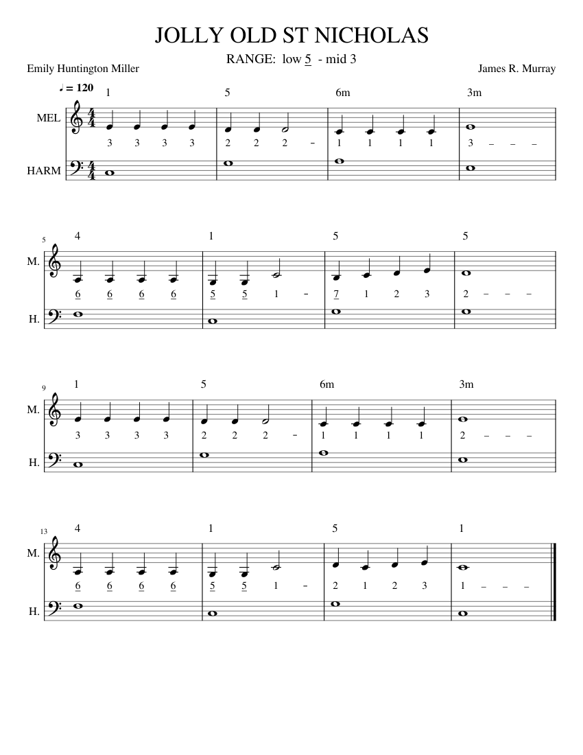 JOLLY OLD ST NICHOLAS Sheet music for Violin, Cello (String Duet ...