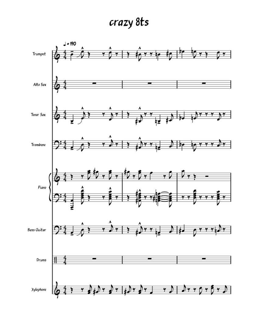 Crazy eights – Mae crazy_8ts Sheet music for Piano, Trombone, Saxophone ...
