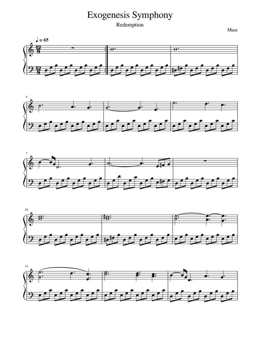 Exogenesis: Symphony Part 3 (Redemption) – Muse Sheet music for Piano ...