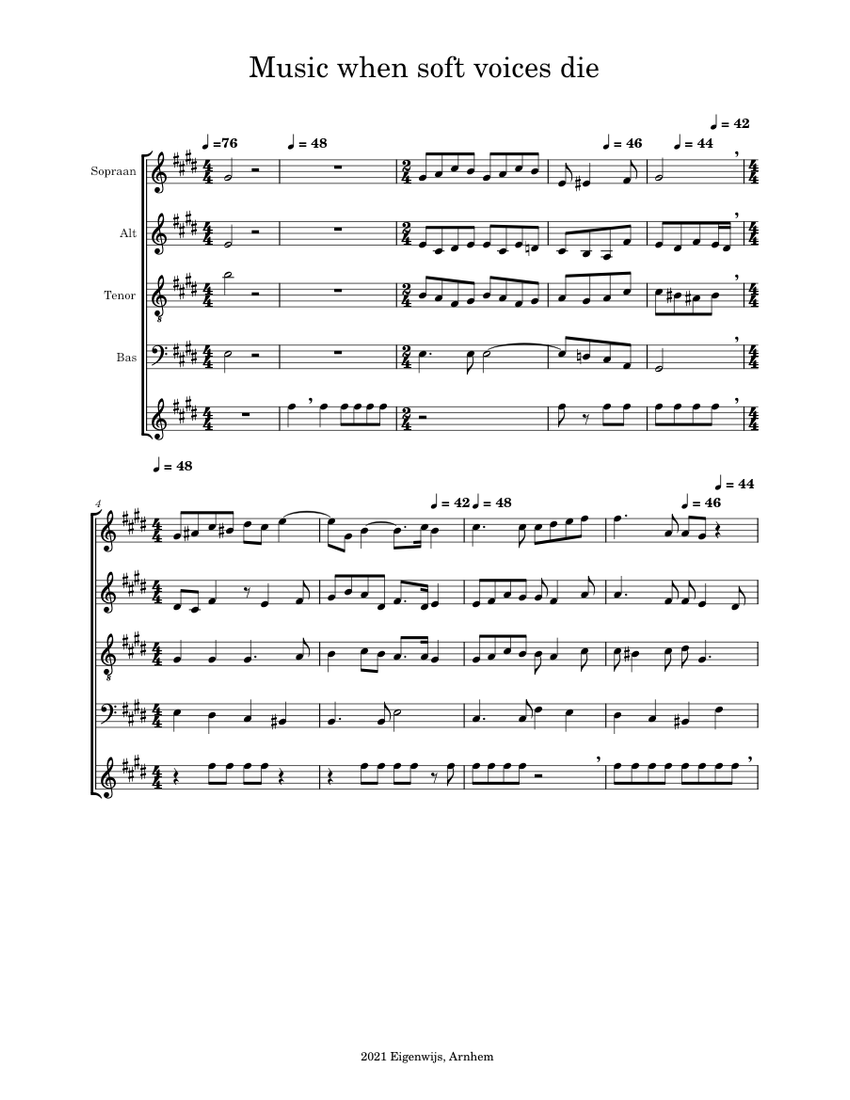 Music Sheet music for Piano, Soprano, Alto, Bass voice (Mixed Quintet ...