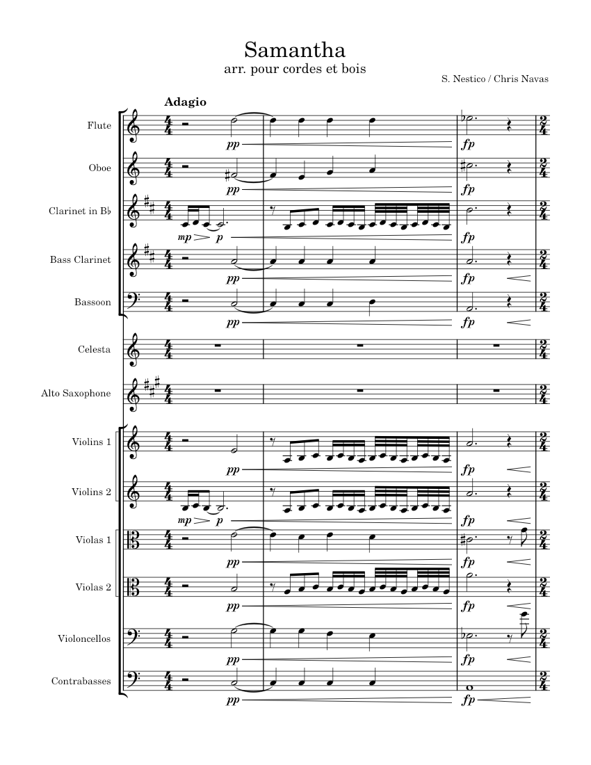 Samantha – Sammy Nestico Sheet Music for Celesta, Flute, Oboe, Bassoon ...