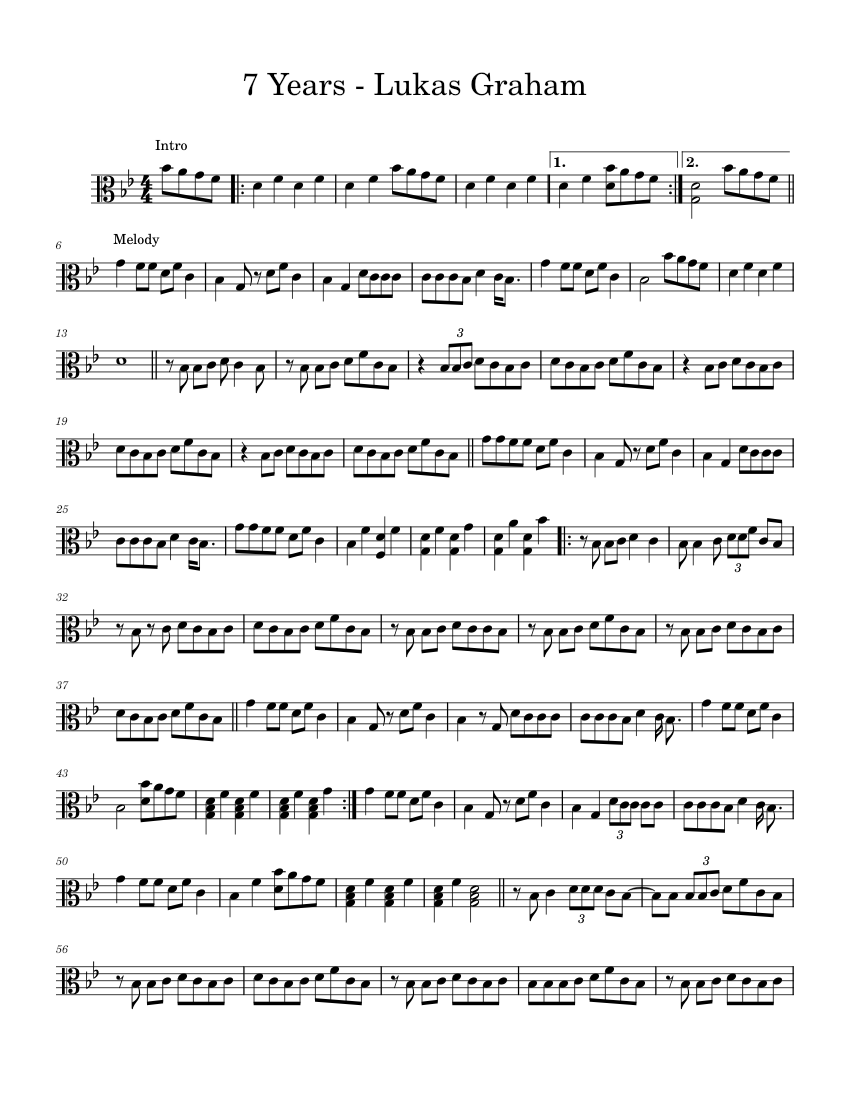 7 Years - Lukas Graham Sheet music for Viola (Solo) | Musescore.com