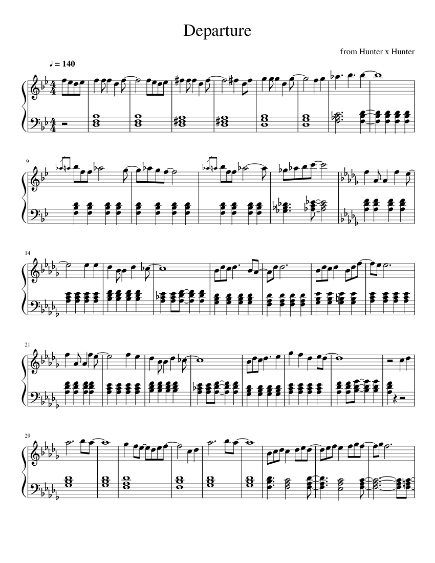 Departure - Hunter x Hunter Theme Song Sheet music for Piano (Solo ...