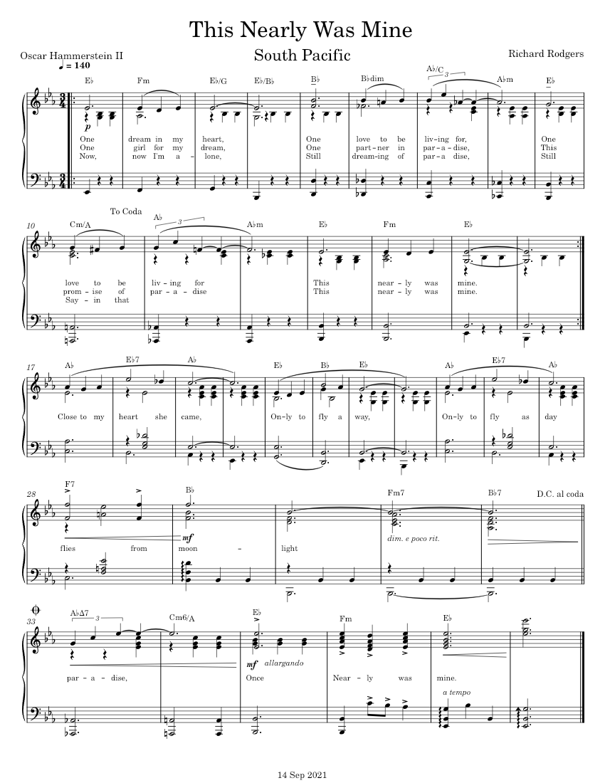 This Nearly Was Mine – Rodgers & Hammerstein, South Pacific Musical ...