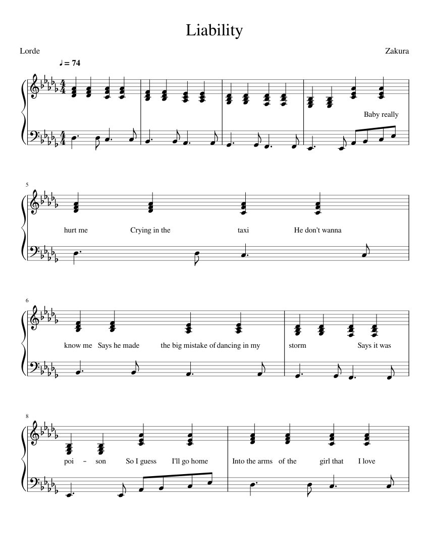 Lorde - Liability Sheet music for Piano (Solo) Easy | Musescore.com