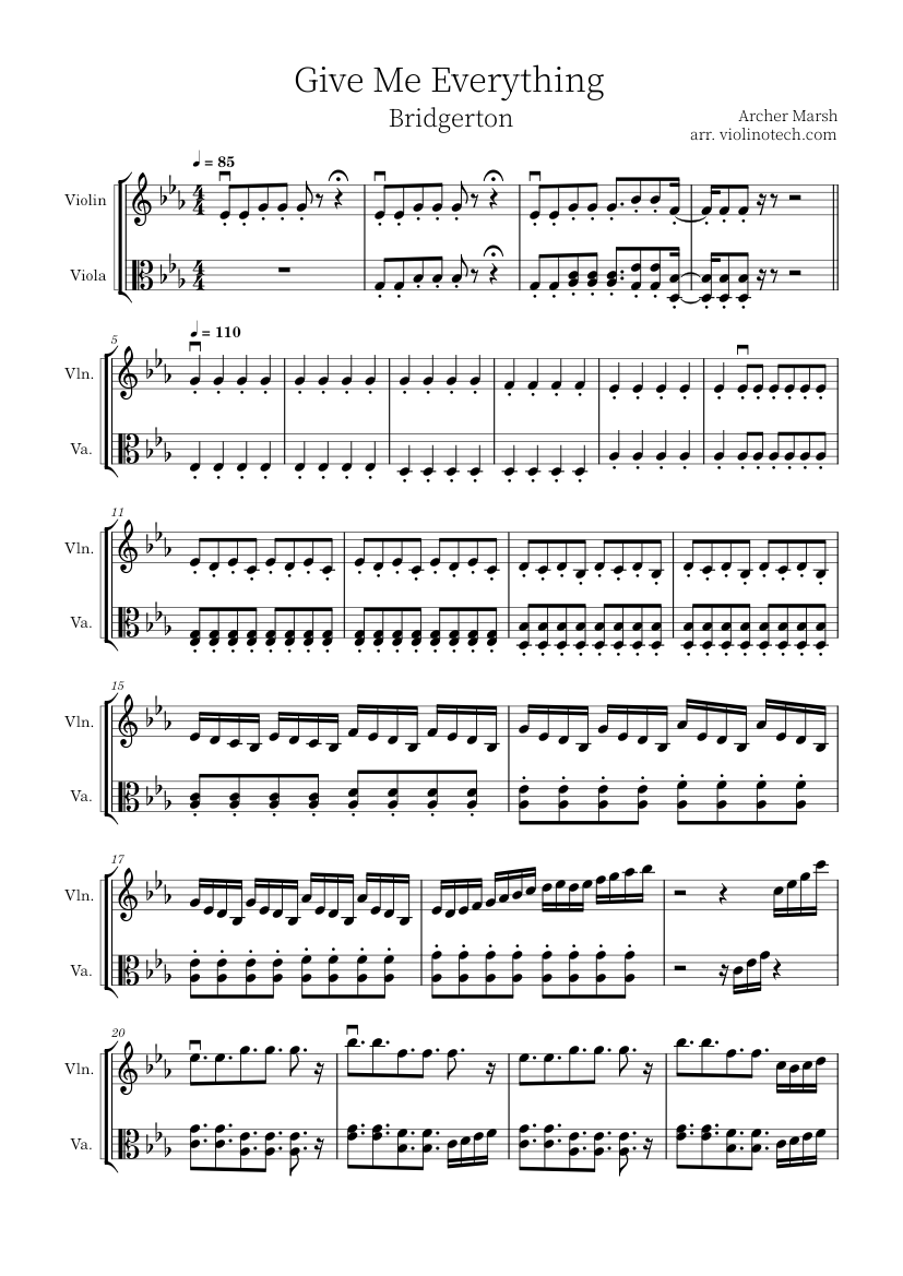 Give Me Everything – Archer Marsh - Duo Sheet Music for Violin, Viola ...
