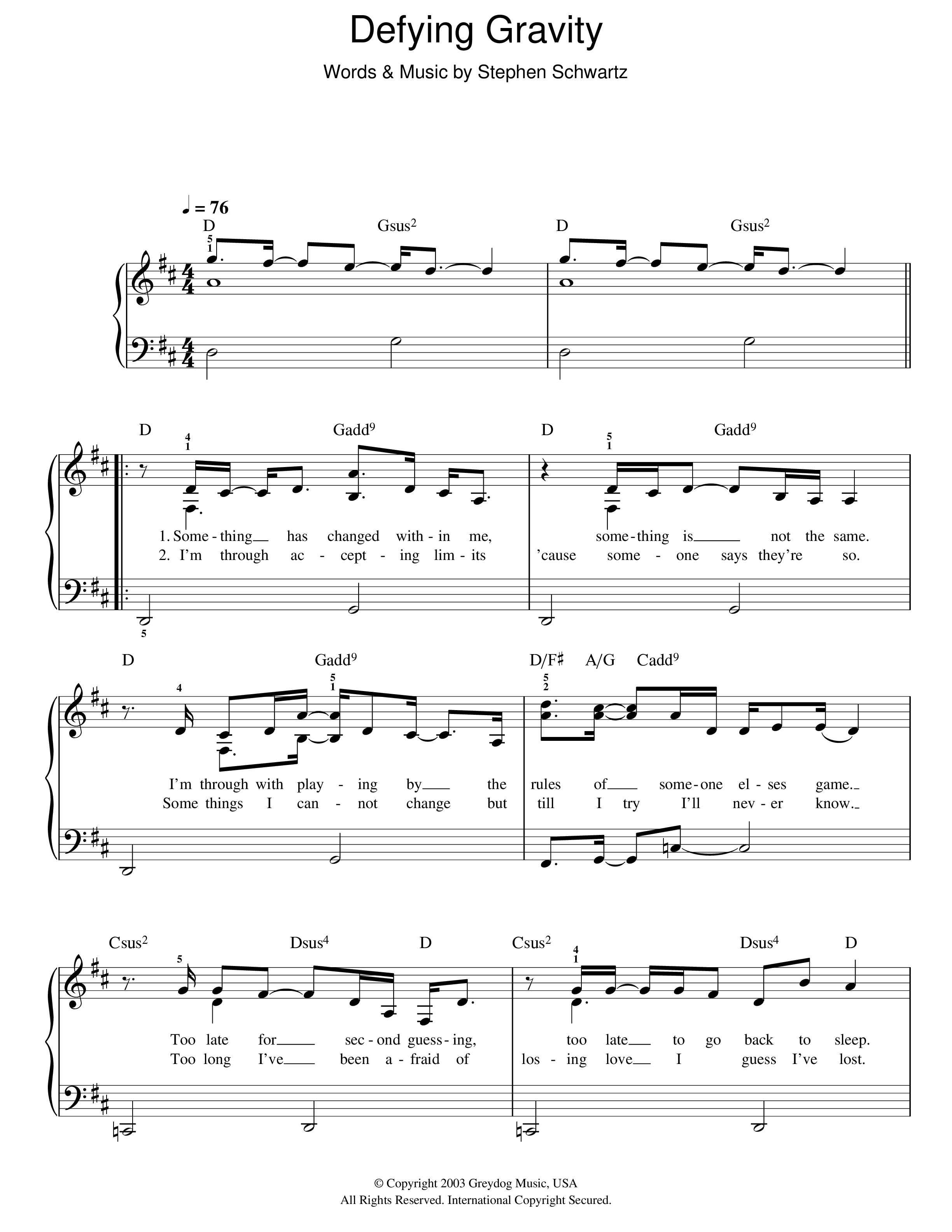 Play Official version of Defying gravity Sheet Music by Glee Cast for ...