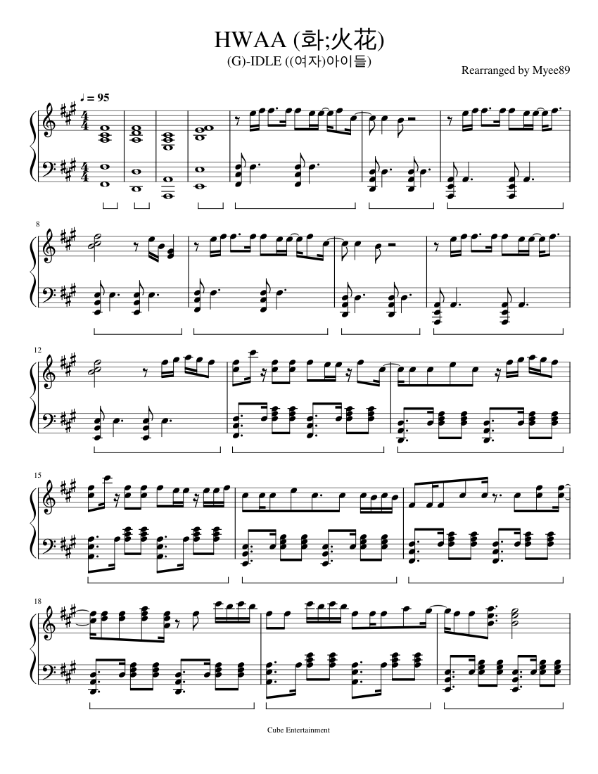 (G)I-DLE - HWAA (화;火花) Sheet Music for Piano (Solo) | MuseScore.com
