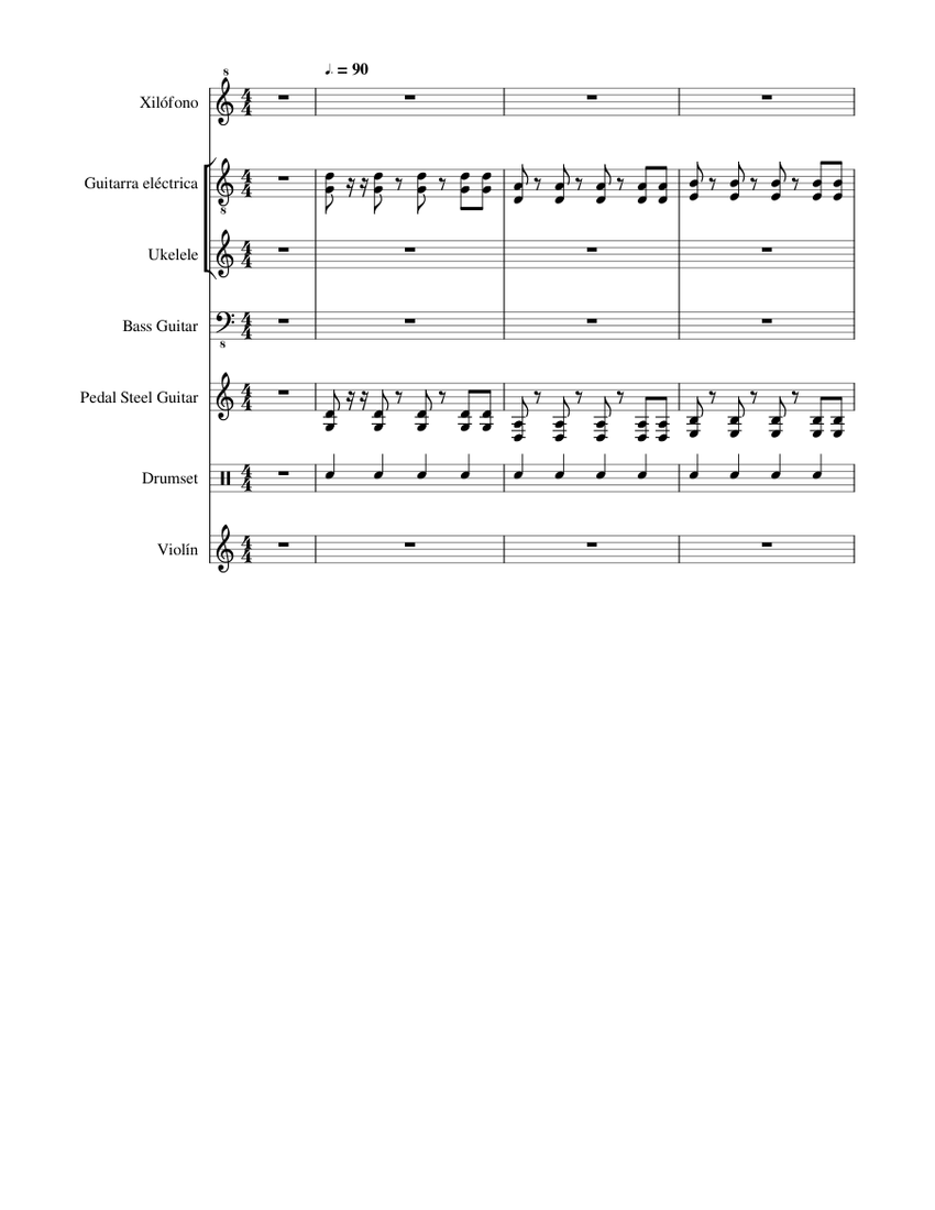 Tema Sheet music for Violin, Guitar, Bass guitar, Drum group & more ...