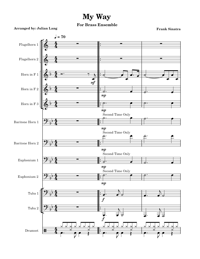My way – Frank Sinatra Sheet Music for Tuba, French horn, Drum group ...