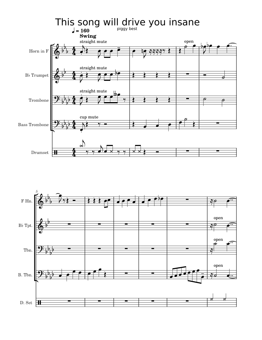 this song will drive you insane Sheet music for Trombone, Trombone bass ...