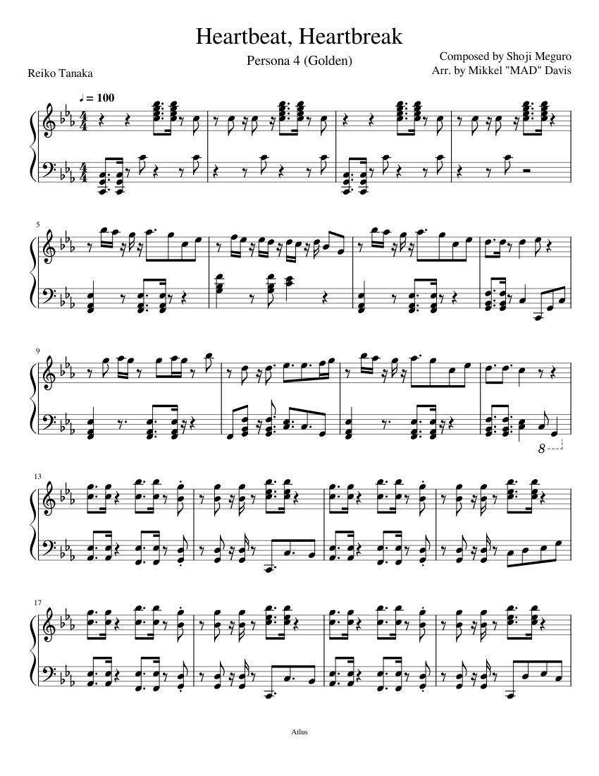 Heartbeat, Heartbreak - Persona 4 (Golden) Sheet music for Piano (Solo ...