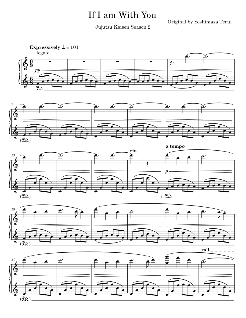 If I Am With You - Yoshimasa Terui Sheet Music for Piano (Solo ...
