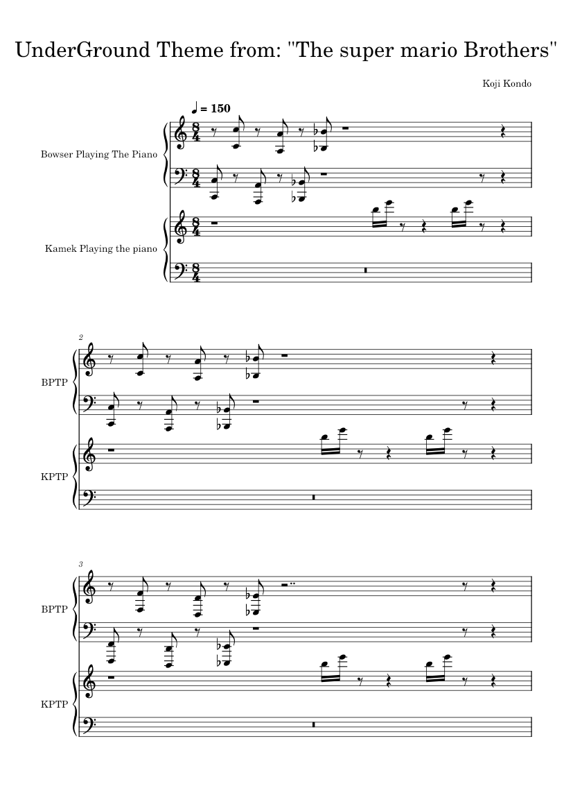 UnderGround Theme from The super mario Brothers Sheet Music for Piano ...