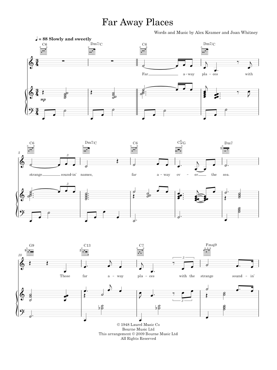 Play Official version of Faraway Places Sheet Music by Vera Lynn for ...